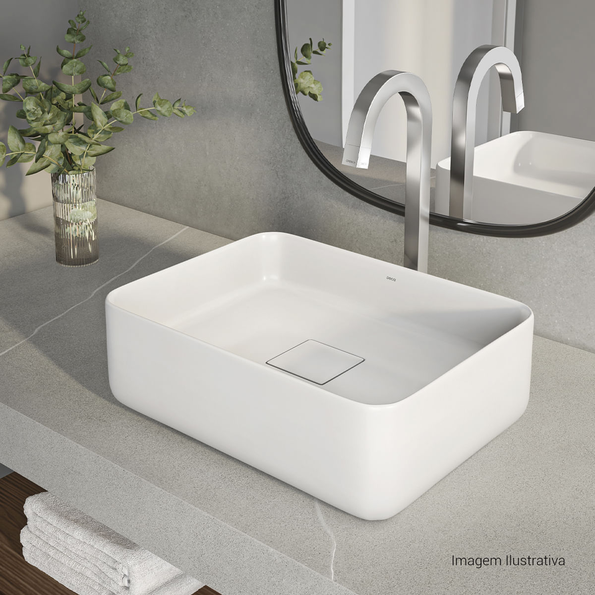 Cuba de Apoio Retangular Deca 30x40cm Branco Slim L.13040.17 - Deca