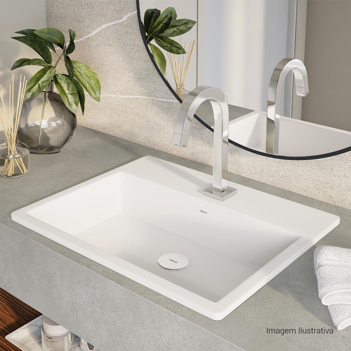 Cuba de Sobrepor com Mesa Retangular Deca 43x54cm Branco Linha L L.840. ...