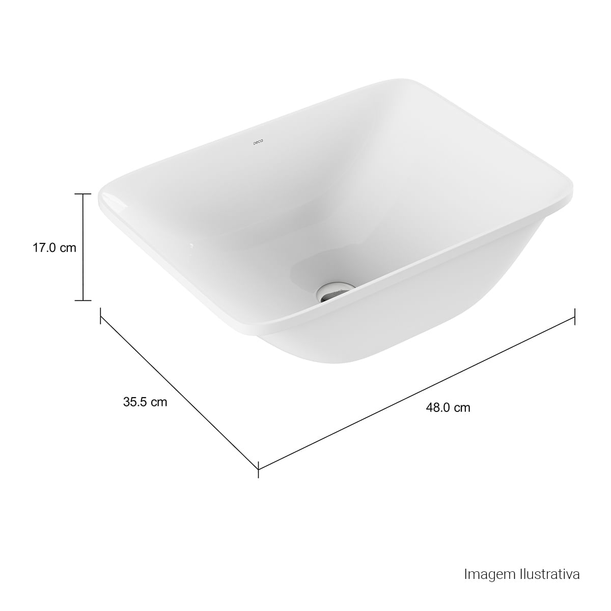 Cuba de Embutir Retangular Deca 35,5x48cm Branco Linha L L.375.17 - Deca